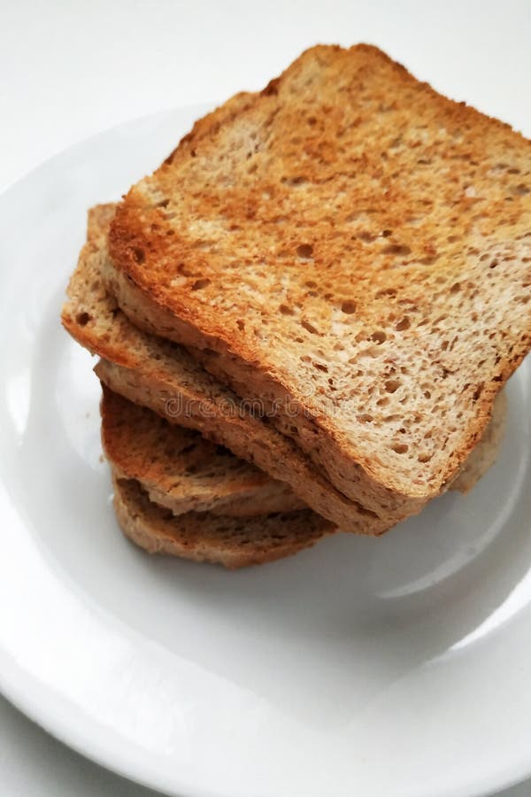Square Crispy and Fragrant Toast on a White Plate, Toast for Breakfast ...