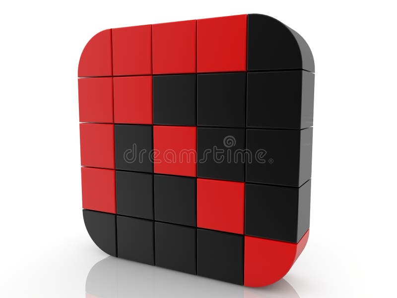 Square of Cubes in Red and Black Colors Stock Illustration ...