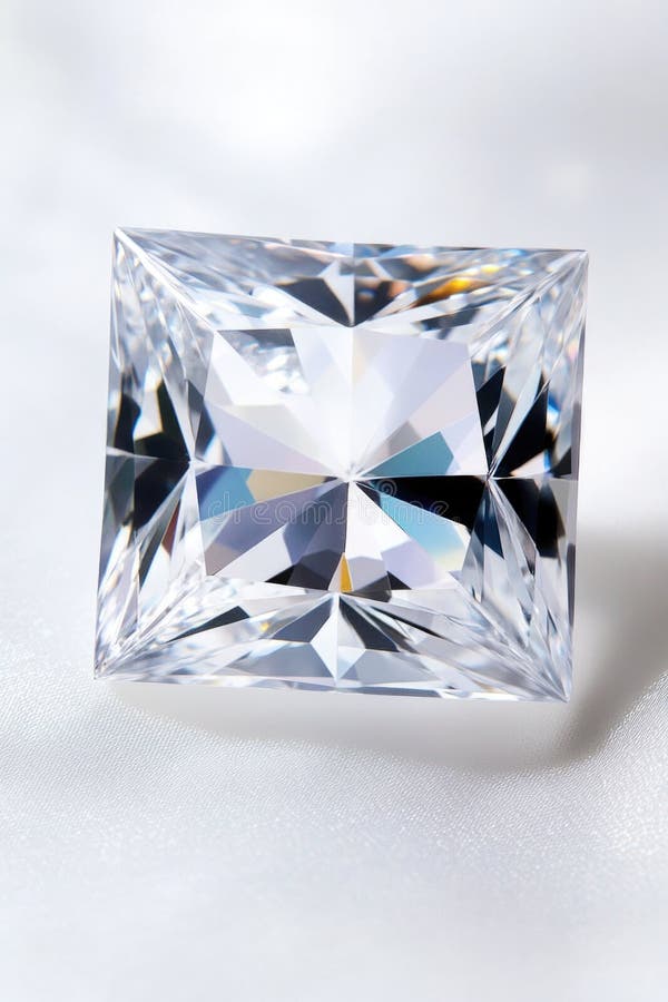 A Square Cut Diamond Resting on a Plain White Surface, Perfect for ...