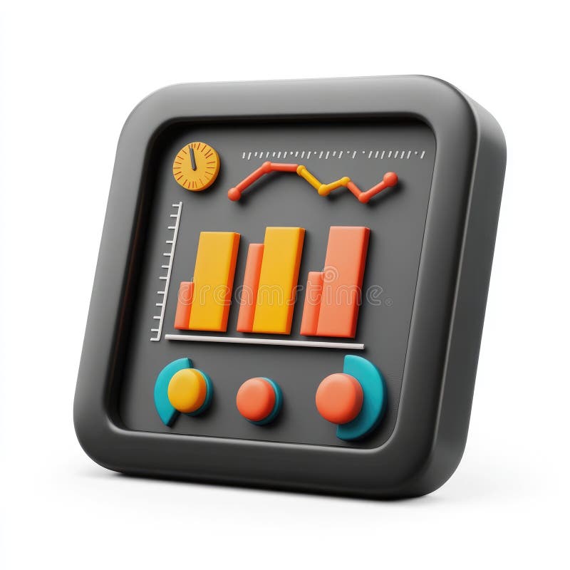 3D Render of Colorful Data Dashboard Interface Stock Illustration - Illustration of ...