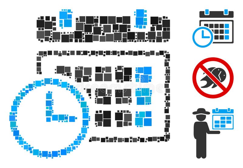 Square Date and Time Icon Vector Collage Stock Illustration ...