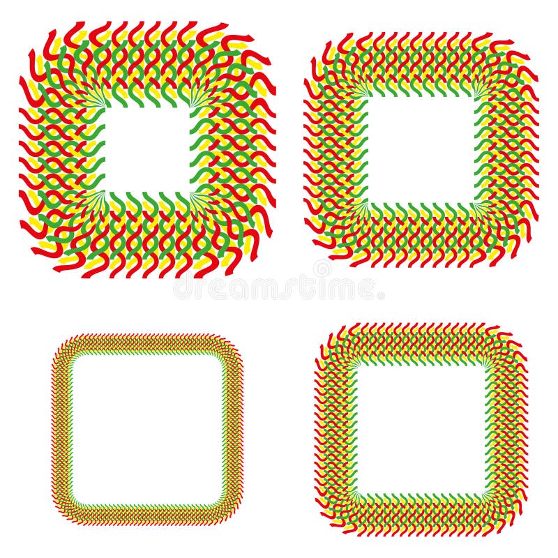 Square Decorative Frames. Ornamental Border Collection. Vector Geometric Patterns. Colorful ...