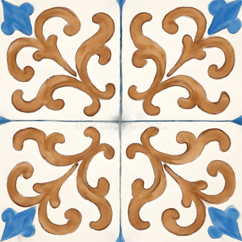 A Square Decorative Tile Features a Repeating Pattern of Brown Swirls ...