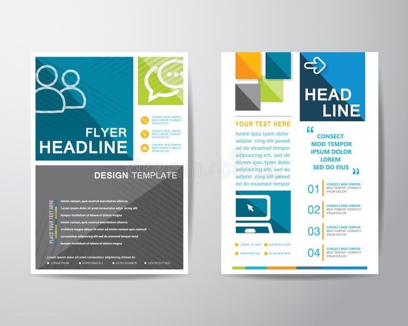 Square Design Template Layout for Brochure Flyer in A4 Size, Vector ...