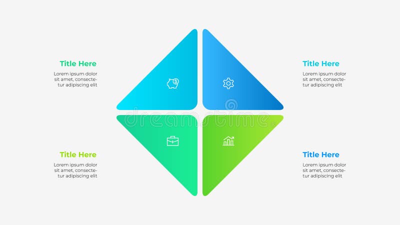 Square Diagram Divided into 4 Options or Steps. Cycle Infographic ...
