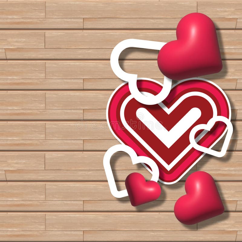 Square Different Heart Shapes with Wood Texture Design Stock Vector ...
