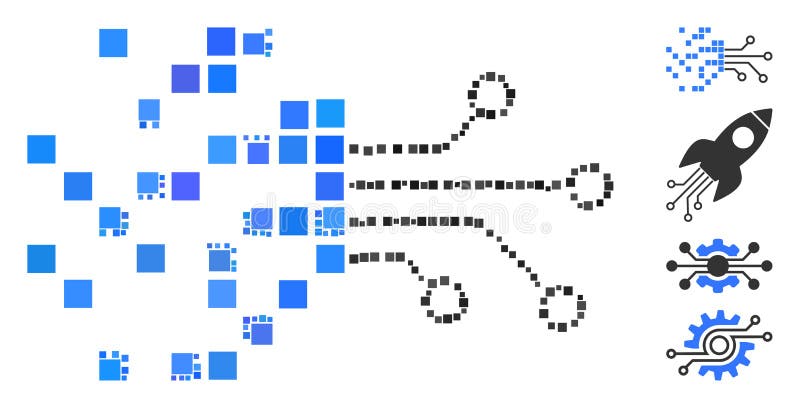 Square Digital Circuit Transformation Icon Vector Collage Stock Vector ...