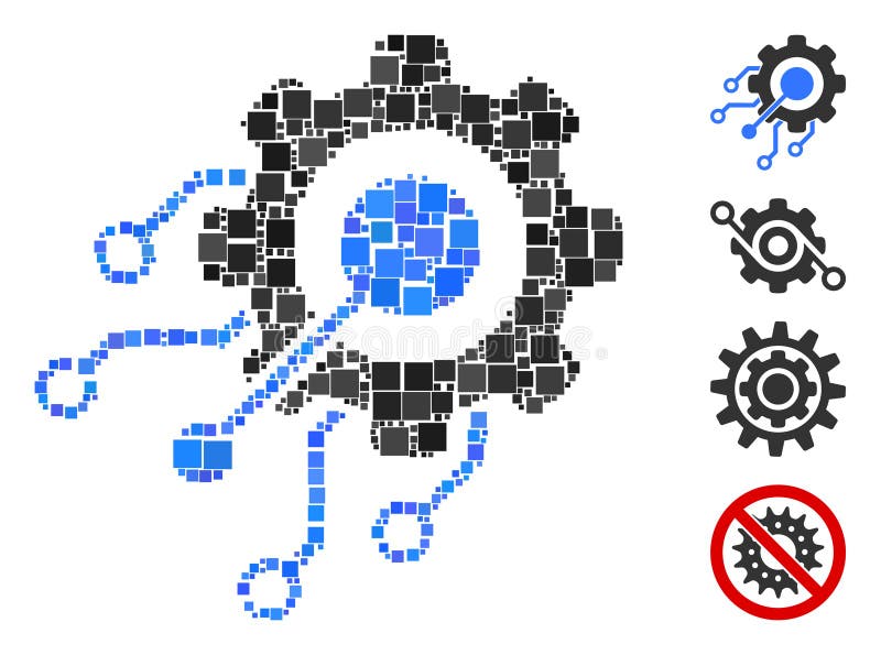 Square Digital Integration Gear Icon Vector Mosaic Stock Vector ...