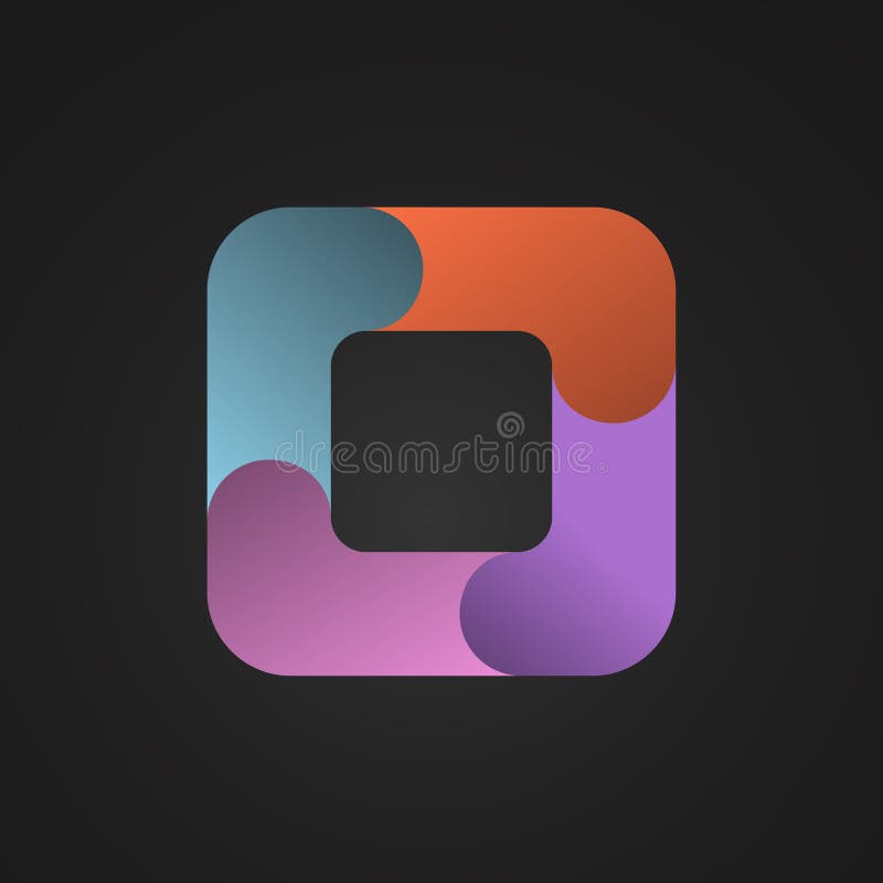 Square Divided into Four Colored Parts. Template for Infographics Stock ...