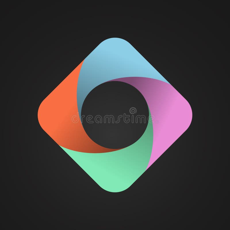 Square Divided into Four Colored Parts. Template for Infographics Stock ...