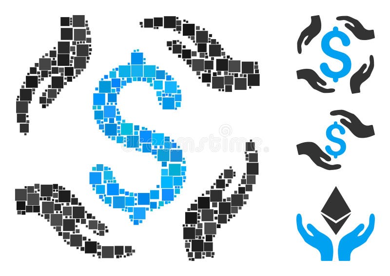 Square Dollar Care Hands Icon Vector Collage Stock Illustration ...