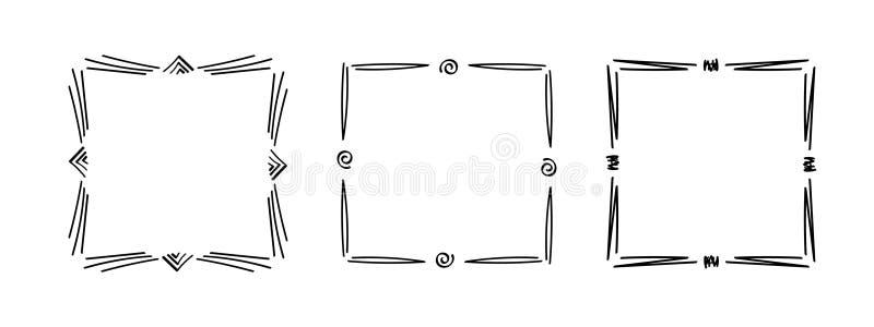 Square Doodle Frames ,hand-drawn Monograms.Edgings and Cadres with ...