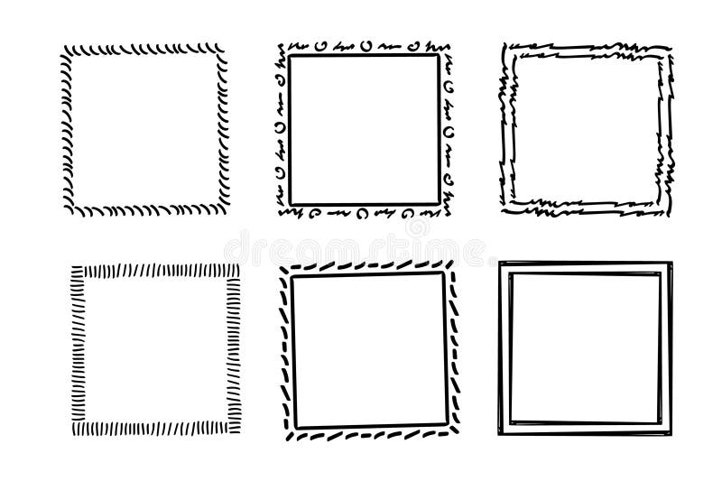 Square Doodle Frames ,hand-drawn Monograms.Edgings and Cadres with ...