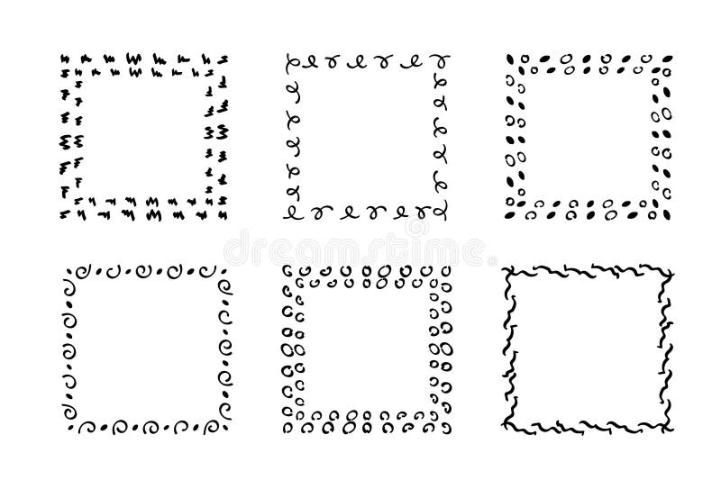Square Doodle Frames ,hand-drawn Monograms.Edgings and Cadres with ...