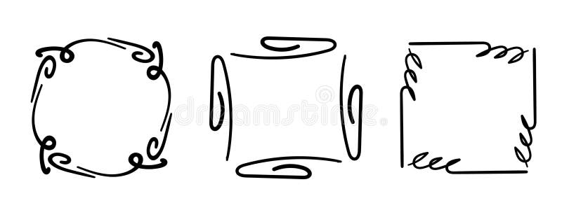 Square Doodle Frames ,hand-drawn Monograms.Edgings and Cadres with ...