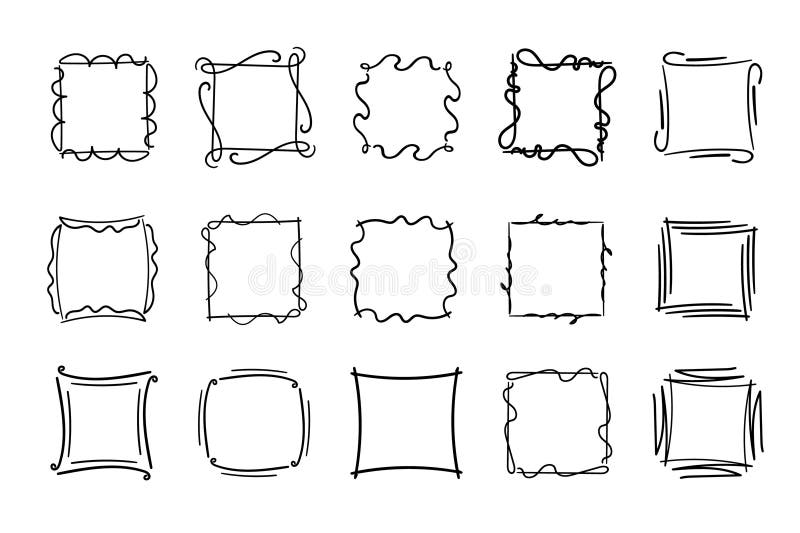 Square Doodle Frames ,hand-drawn Monograms.Edgings and Cadres with ...