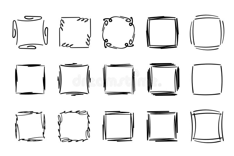 Square Doodle Frames ,hand-drawn Monograms.Edgings and Cadres with ...