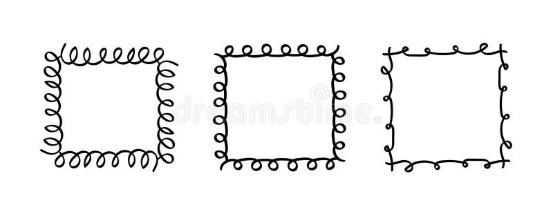 Square Doodle Frames ,hand-drawn Monograms.Edgings and Cadres with ...