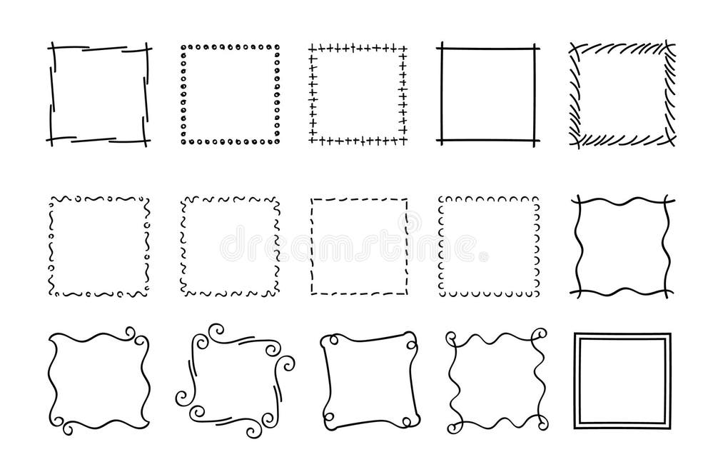 Square Doodle Frames ,hand-drawn Monograms.Edgings and Cadres with ...