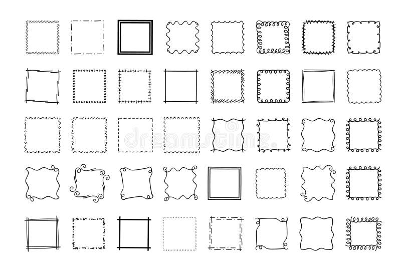 Square Doodle Frames ,hand-drawn Monograms.Edgings and Cadres with ...