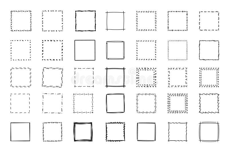 Square Doodle Frames ,hand-drawn Monograms.Edgings and Cadres with ...