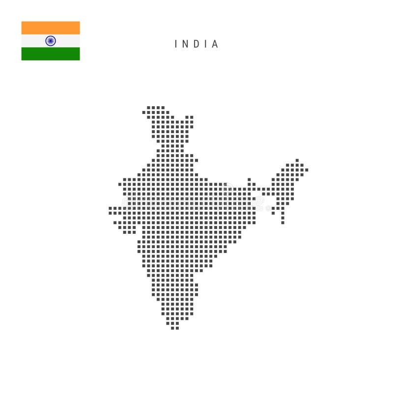 Square Dots Pattern Map of India. Indian Dotted Pixel Map with Flag ...