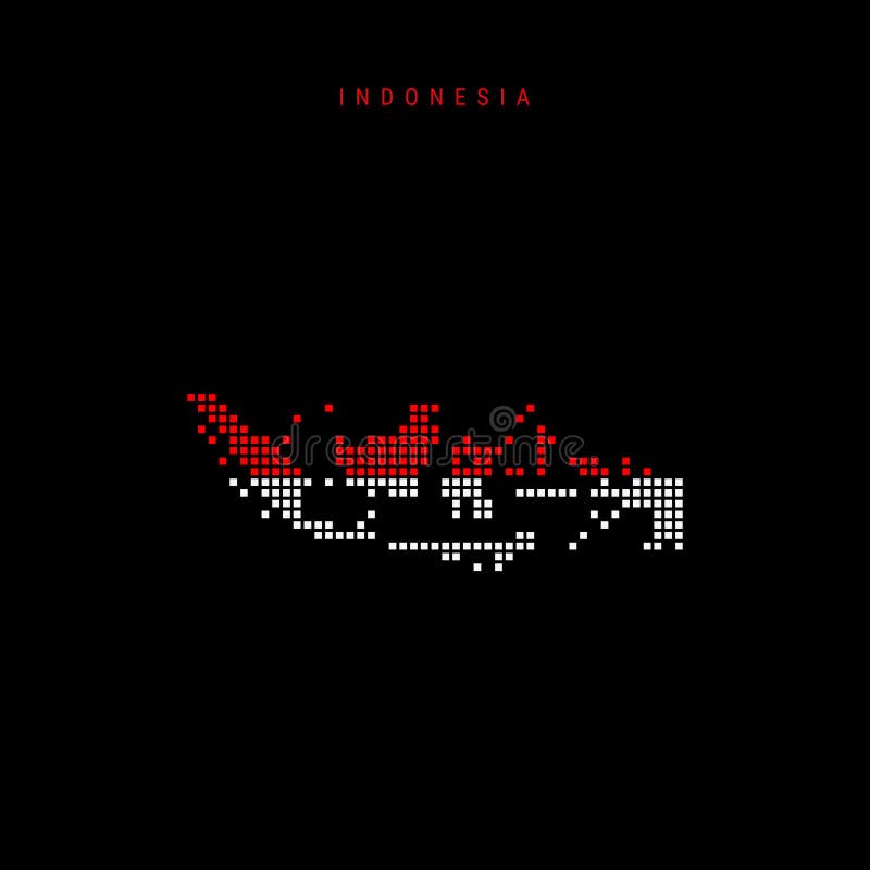 Square Dots Pattern Map of Indonesia. Dotted Pixel Map with Flag Colors ...