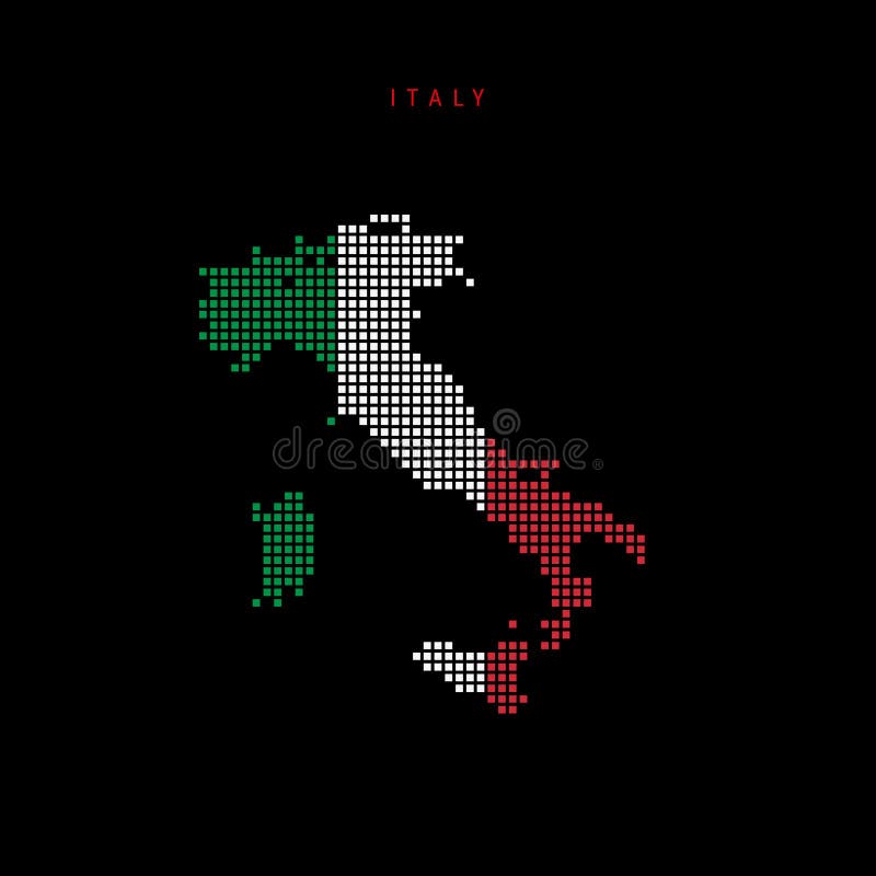 Italy Pixel Map Vector Isolated on White Background Stock Vector ...