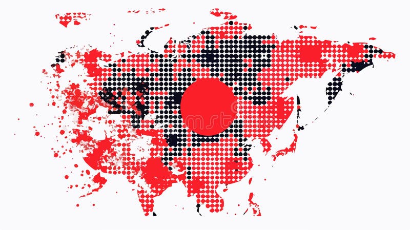 A Square Dots Pattern Map of Japan, Featuring a Dotted Design for a ...