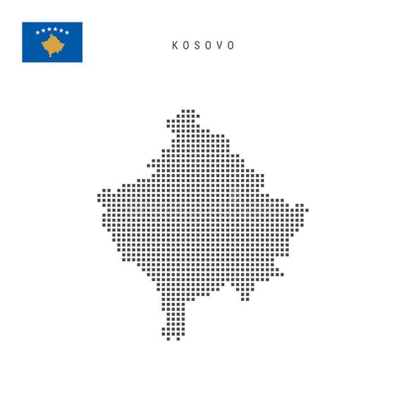 Square Dots Pattern Map of Kosovo. Kosovan Dotted Pixel Map with Flag ...