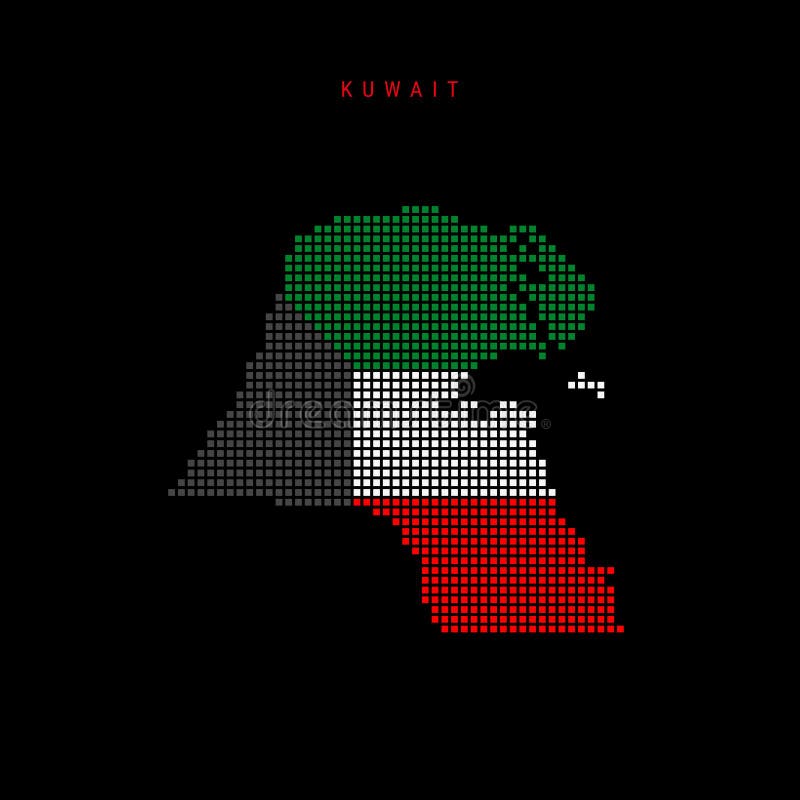 Square Dots Pattern Map of Kuwait. Dotted Pixel Map with Flag Colors ...
