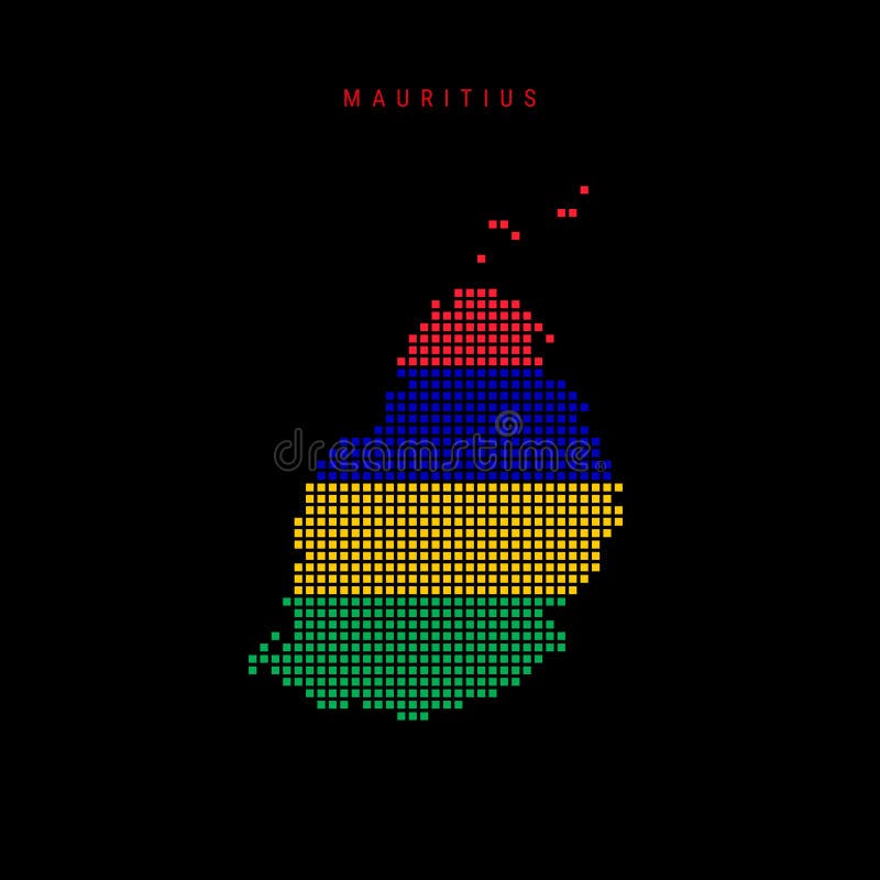 Mauritius Dotted Glowing Map. Stock Vector - Illustration of blue ...