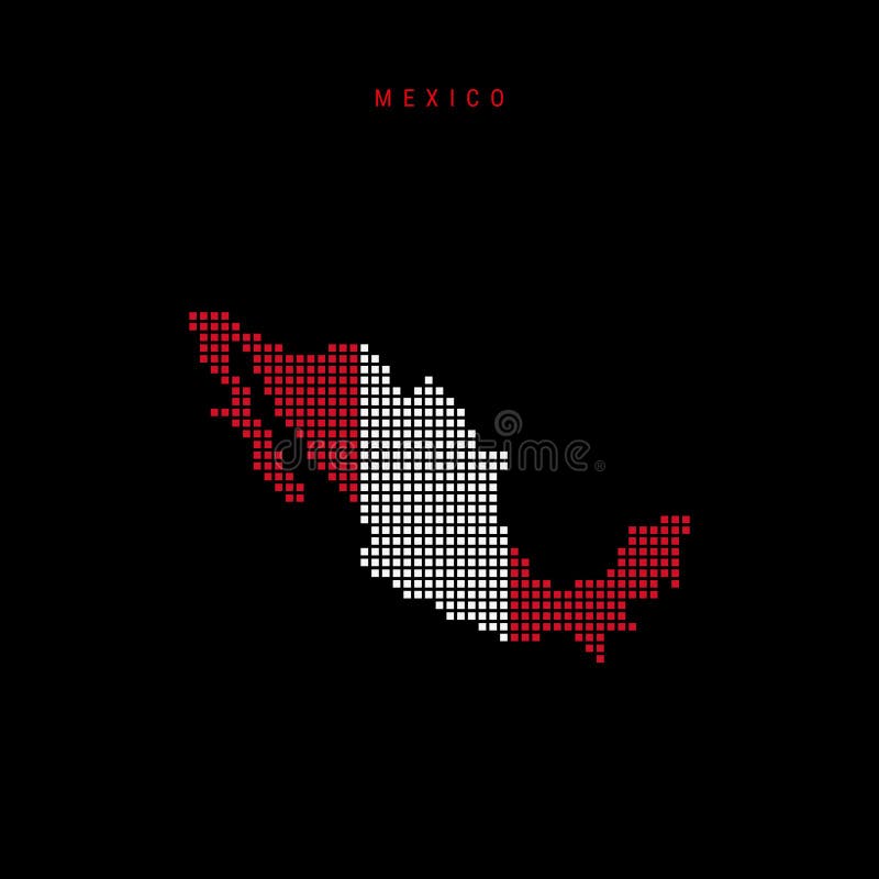 Square Dots Pattern Map of Mexico. Dotted Pixel Map with Flag Colors ...