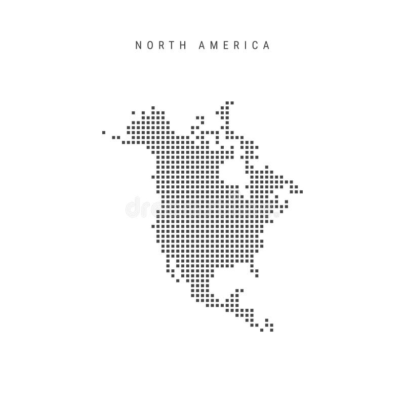 Square Dots Pattern Map of North America. Dotted Pixel Map. Vector ...