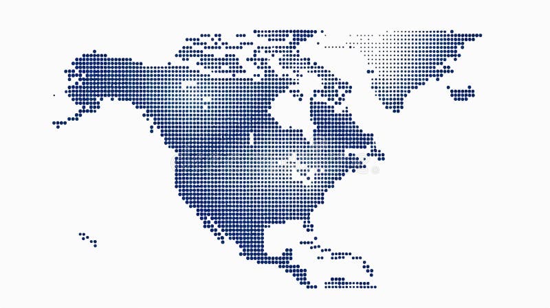 A Square Dots Pattern Map of North America, Represented with Pixel-like ...