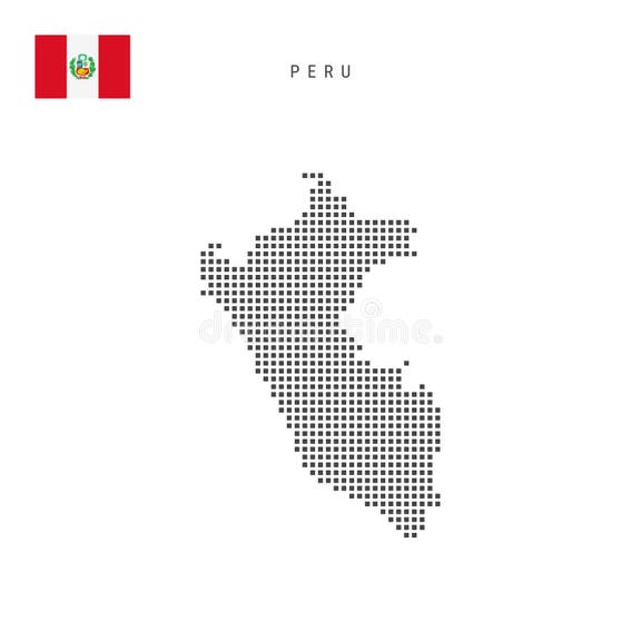 Square Dots Pattern Map of Peru. Peruvian Dotted Pixel Map with Flag ...