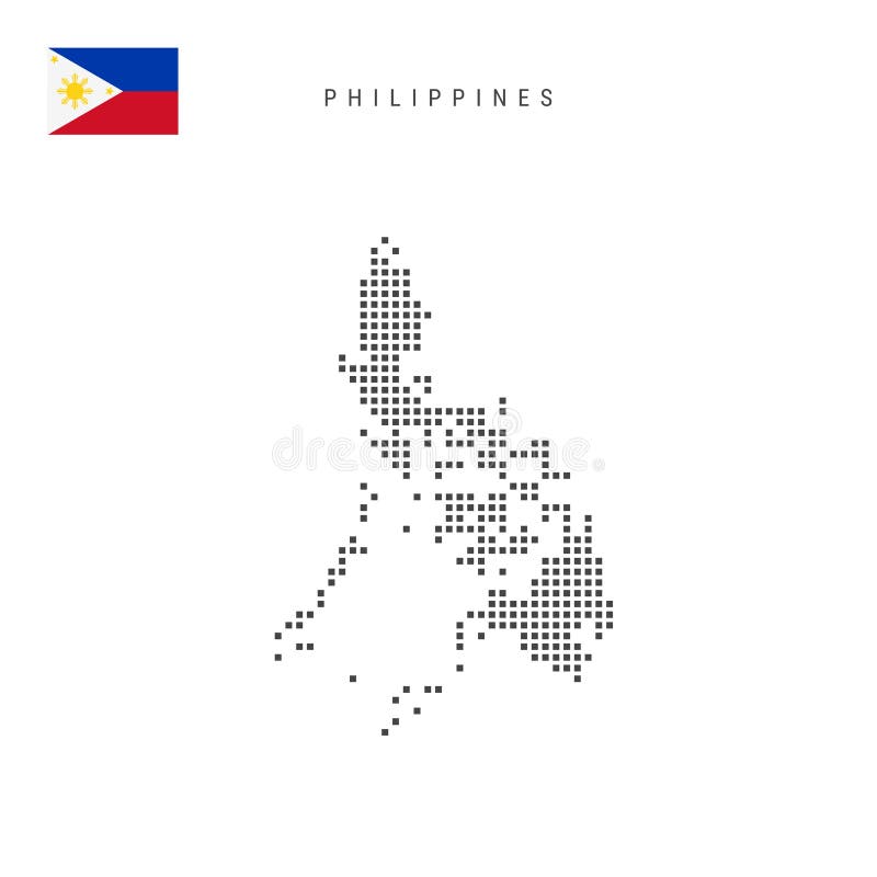Pixel Map of Philippines. Vector Dotted Map of Philippines Isolated on ...