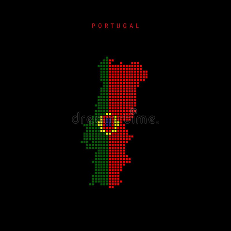 Square Dots Pattern Map of Portugal. Dotted Pixel Map with Flag Colors ...