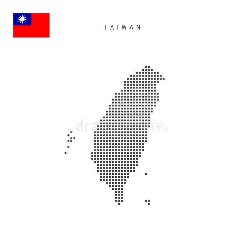 Square Dots Pattern Map of Taiwan. Taiwanese Dotted Pixel Map with Flag ...