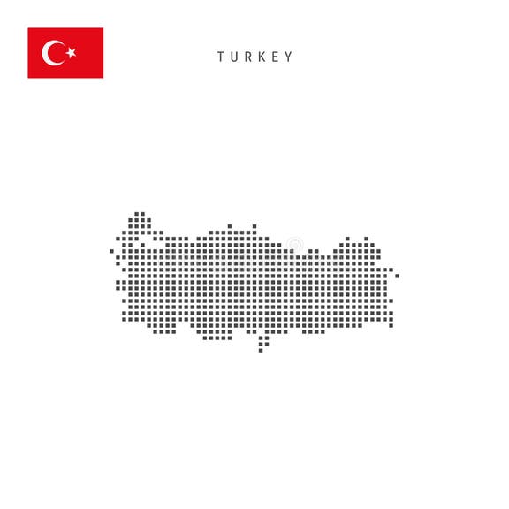 Square Dots Pattern Map of Turkey. Turkish Dotted Pixel Map with Flag ...