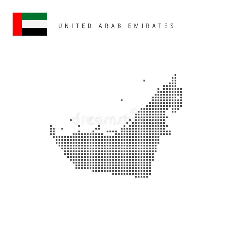 Square Dots Pattern Map of United Arab Emirates. UAE Dotted Pixel Map ...