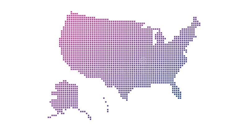 Square Dotted Gradient USA Map for Backgrounds, Brochures Web. Vector ...