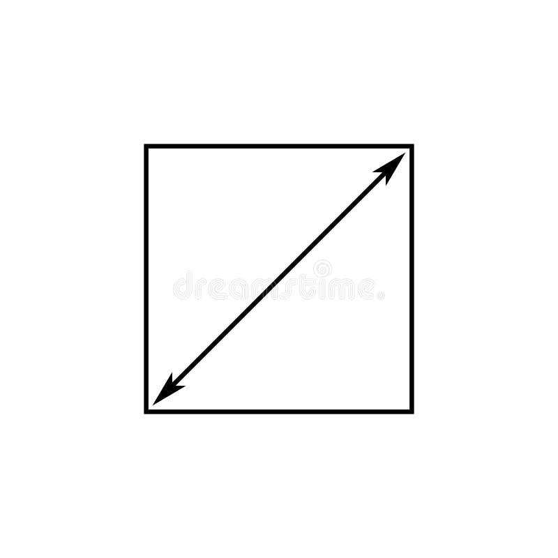 Square with Double Arrow Inside. Vector Drawing with Diagonal Size ...