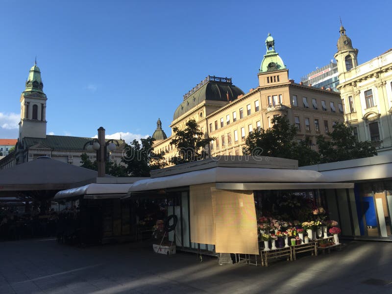 Square downtown Zagreb editorial image. Image of building - 73854950