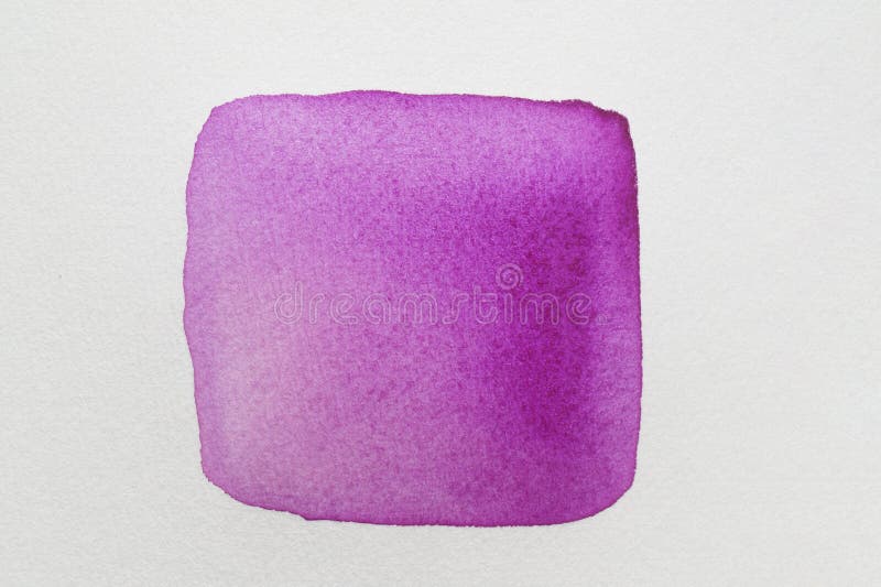 Square Drawn with Purple Watercolor Paint on White Background, Top View ...