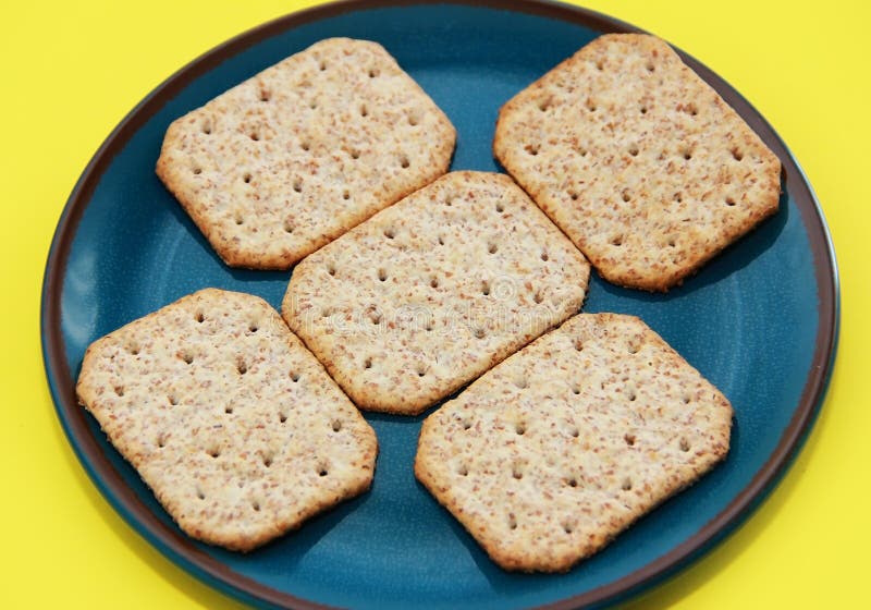 Square Dry Diet Bread on a Decorative Plate Stock Photo - Image of ...