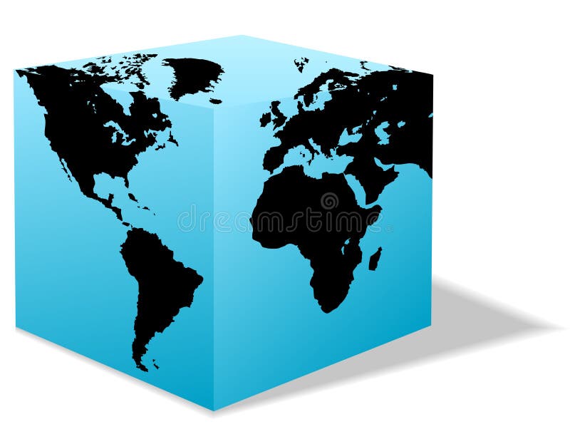 Square Earth Globe Box Carton World Stock Vector - Illustration of ...