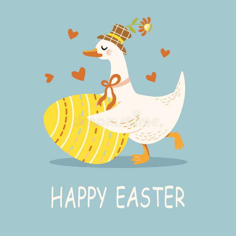 Square Easter Banner with Goose and Yellow Egg Stock Vector ...