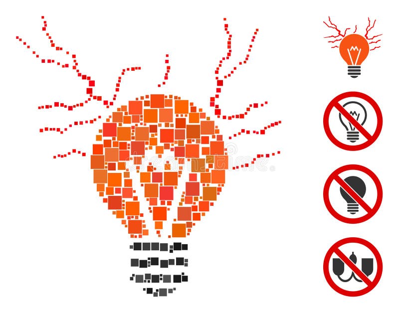 Square Electric Sparks Bulb Icon Vector Collage Stock Vector ...