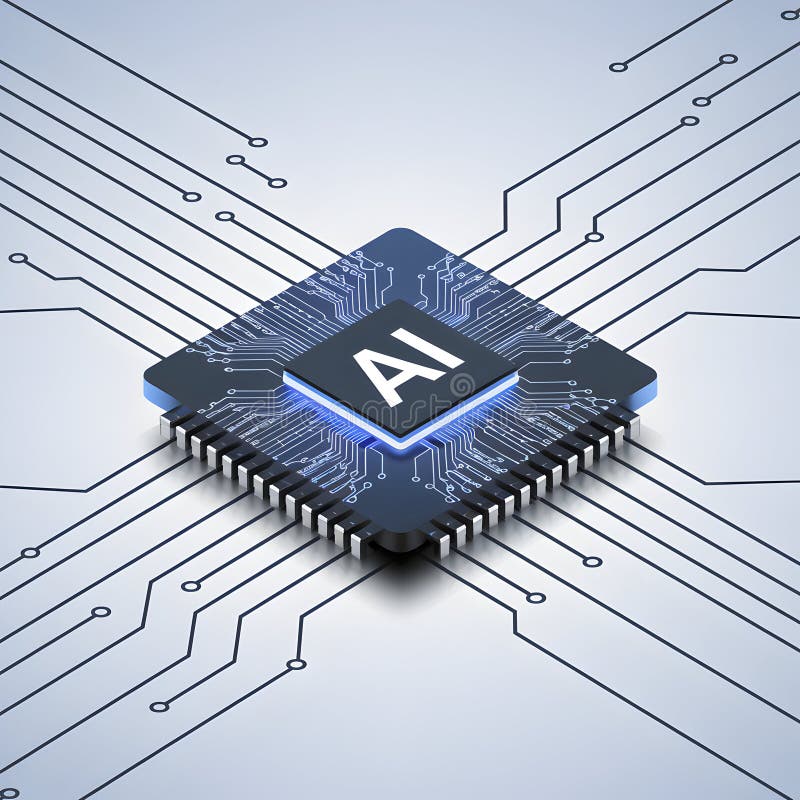 Square AI Chip with Intricate Circuitry, Symbolizing Connections in ...
